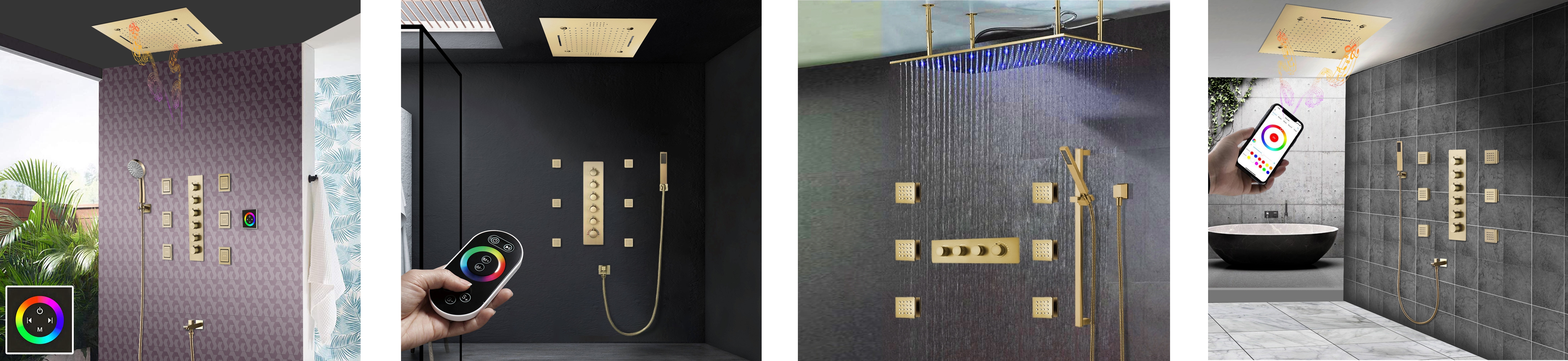 Brushed Gold Color Changing Shower System | FontanaShowers